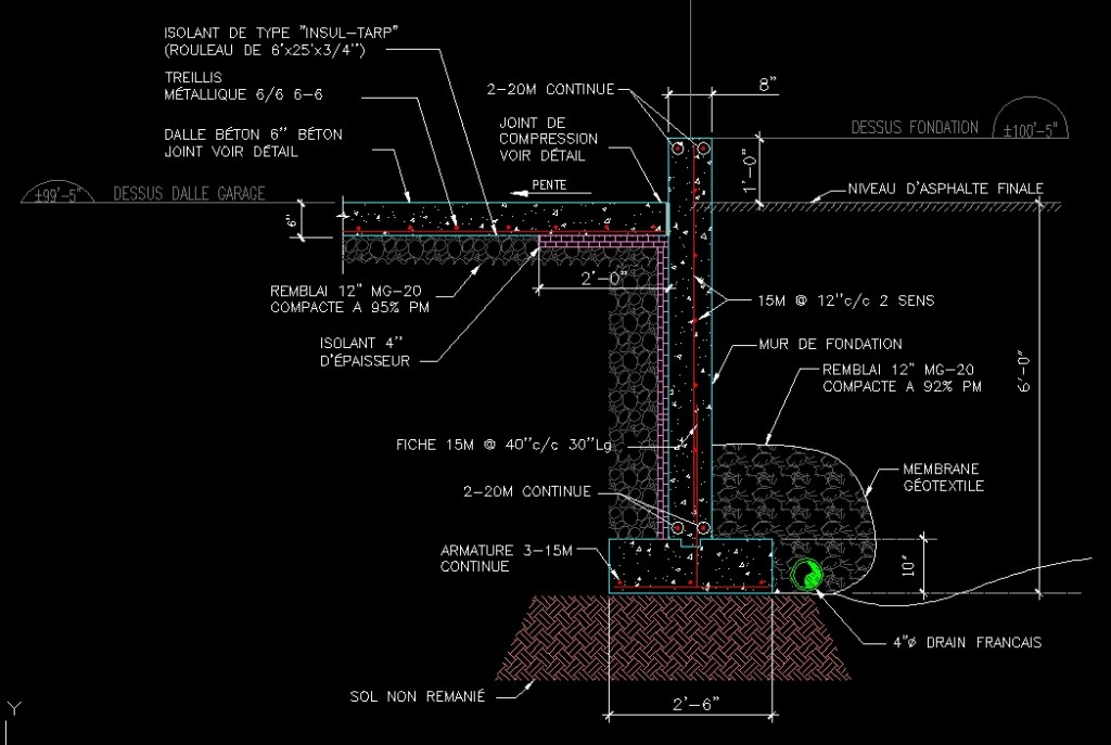 Détail de fondation typique | GenieCVL